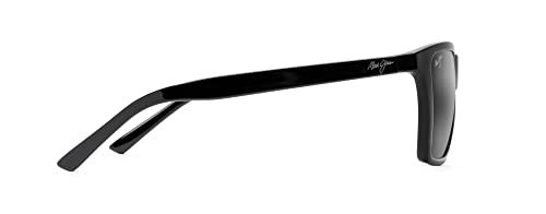 Maui Jim Men's and Women's Cruzem Polarized Rectangular Sunglasses, Black Gloss/Neutral Grey, Medium