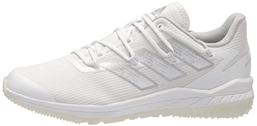 adidas Men's Adizero Afterburner 8 Turf Baseball Shoe, White/Silver Metallic/Team Light Grey, 10.5