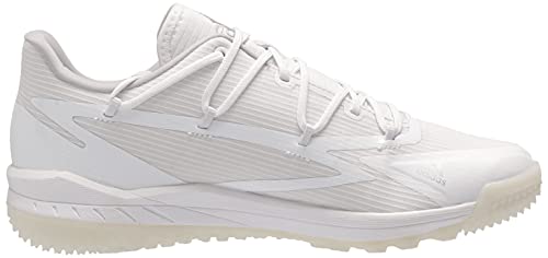 adidas Men's Adizero Afterburner 8 Turf Baseball Shoe, White/Silver Metallic/Team Light Grey, 10.5