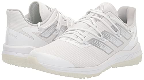 adidas Men's Adizero Afterburner 8 Turf Baseball Shoe, White/Silver Metallic/Team Light Grey, 10.5