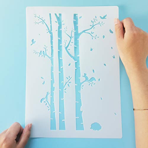 Tree Branches Stencils Painting on Wood, 2 Pcs Family Tree Reusable Templates for Canvas Paper Art Journaling Mixed Media DIY Scrapbooking A4 Size 8.3"x11.7"