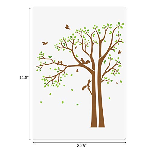 Tree Branches Stencils Painting on Wood, 2 Pcs Family Tree Reusable Templates for Canvas Paper Art Journaling Mixed Media DIY Scrapbooking A4 Size 8.3"x11.7"