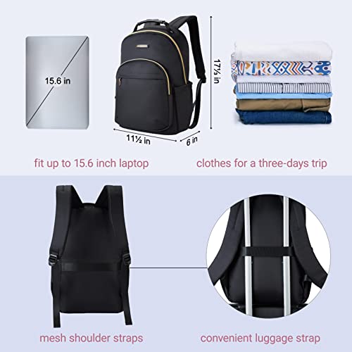 LIGHT FLIGHT Laptop Backpack for Women Computer Bag 15.6 Casual Notebook Back packs for Work Travel Business Trip College, Practical Gift for Women and Family Black