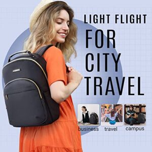 LIGHT FLIGHT Laptop Backpack for Women Computer Bag 15.6 Casual Notebook Back packs for Work Travel Business Trip College, Practical Gift for Women and Family Black