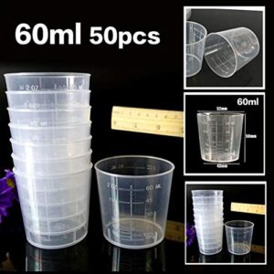 Goeielewe 50PCS Plastic Medicine Cups, 60ml/2oz Clear Reusable Graduated Cups Transparent Scale Measuring Cups, Measure Container for Mixed Pills, Liquid Medication