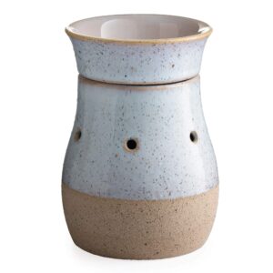 CANDLE WARMERS ETC. Midsized Illumination Fragrance Warmer- Light-Up Warmer for Warming Scented Candle Wax Melts and Tarts or Fragrance Oils to Freshen Smaller Rooms, Rustic White Pottery