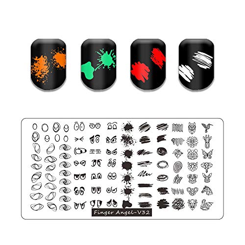 FingerAngel 13pcs Nail Stamp Plates set 8 plate 2Stamper 2Scraper 1storage bag Nails Art Stamping Plate Scraper Stamper Set Leaves Flowers Animal Nail plate Template Image Plate