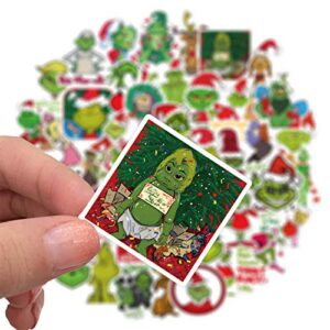 50 Pcs The Grinch Stickers Christmas Stickers for Car Laptop PVC Backpack Water Bottle Pad Bicycle Waterproof Decal Sticker Kids Toy/Grinch