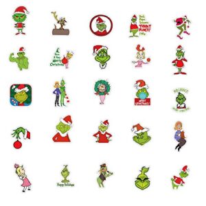 50 Pcs The Grinch Stickers Christmas Stickers for Car Laptop PVC Backpack Water Bottle Pad Bicycle Waterproof Decal Sticker Kids Toy/Grinch