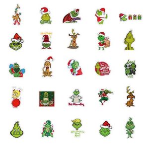 50 Pcs The Grinch Stickers Christmas Stickers for Car Laptop PVC Backpack Water Bottle Pad Bicycle Waterproof Decal Sticker Kids Toy/Grinch