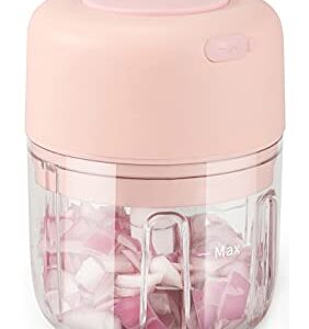 AYOTEE Cordless Electric Small Food Processor, Mini Food Chopper For Garlic Veggie Vegetables Fruit, Salad Mincing & Puree, Kitchen, 1 Cup 250ML, BPA free, Pink