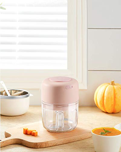 AYOTEE Cordless Electric Small Food Processor, Mini Food Chopper For Garlic Veggie Vegetables Fruit, Salad Mincing & Puree, Kitchen, 1 Cup 250ML, BPA free, Pink