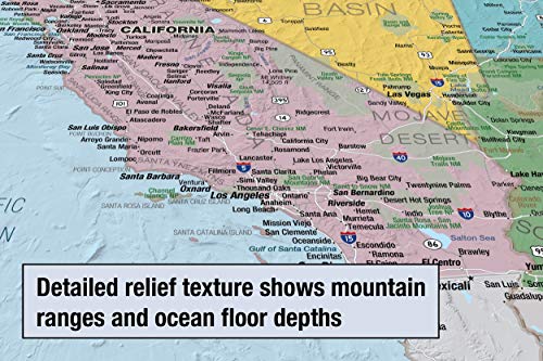 Laminated United States Voyager Map Poster | Bright Style Map | Includes The Most Legible Location Labels | 36” x 24” | Shipped Rolled in a Tube, Not Folded | Great for The Home or Classroom