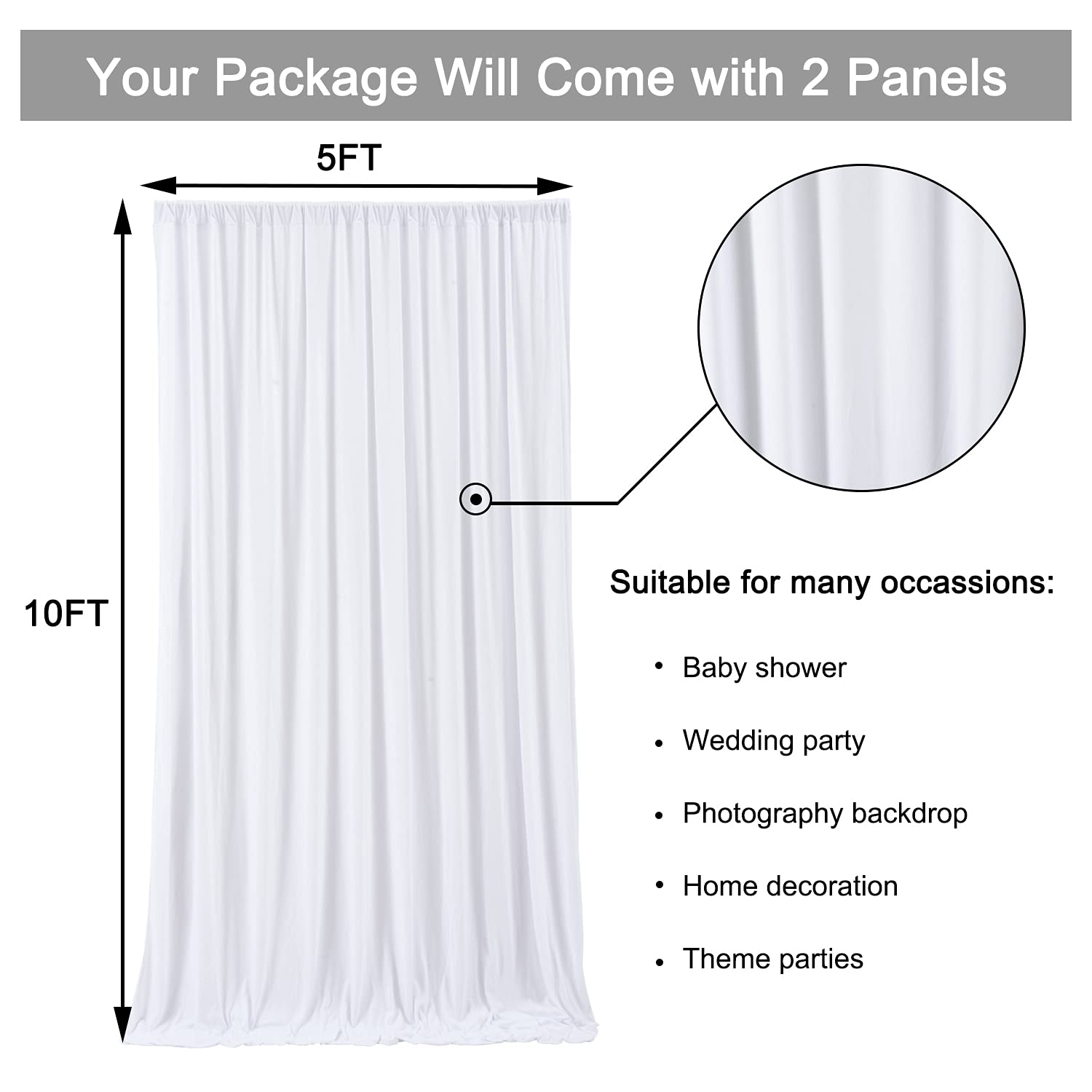 10ftx10ft White Wrinkle Free Backdrop Curtains, Not See Through Background Curtains Backdrop Decorations for Wedding Home Party Supplies