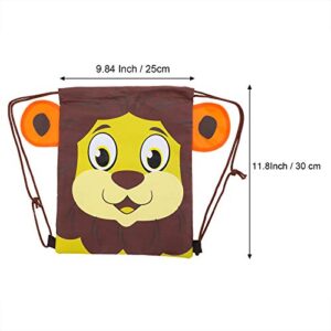 Zonon 10 Pieces Animal Drawstring Bags for Kids Drawstring Backpack Party Favors Cute Safari Farm Animal with Ear and Tail Bags for Kid Boys Birthday Party Baby Shower Treat Bags