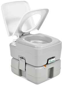 yitahome portable toilet 3.96 gallon, travel rv potty with t-type water outlets, anti-leak handle water pump, rotating spout, for camping, boating, hiking, trips