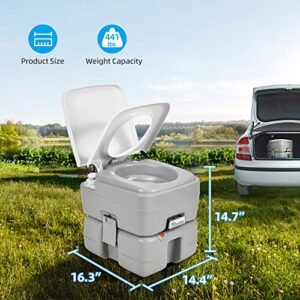 YITAHOME Portable Toilet 3.96 Gallon, Travel RV Potty with T-Type Water Outlets, Anti-Leak Handle Water Pump, Rotating Spout, for Camping, Boating, Hiking, Trips