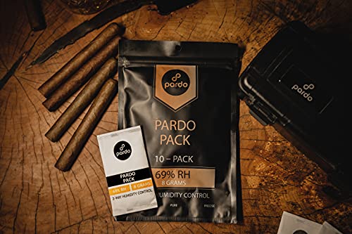 Pardo Humidity Packs 10 Pcs x 8 Grams - Humidor Packets 69% RH 2-Way for Humidity Control, Moisture Packs to Keep Cigars Fresh for Long; 2 Way Humidity Control Packs in Resealable Bag