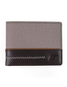 skechers men's slimfold canvas vegan leather rfid wallets, tan zig zag, one size