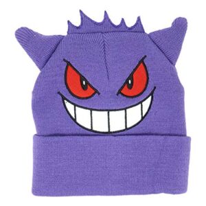 Bioworld Pokemon Gengar Embroidered Cuff Beanie Cap Hat One Size Licensed New Purple