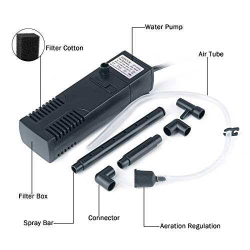 FEDOUR Submersible Aquarium Internal Filter, Filter with Water Pump for Fish Tank up to 35 Gallon (for 1-20 Gallon)