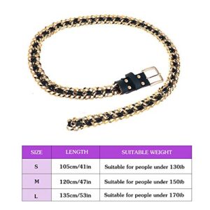 Glamorstar Gold Metal Punk Belts Leather Chain Waist Belt for Women Dresses Gold Black 135CM/53.1IN