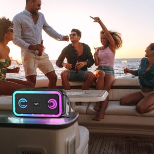 Torteco Bluetooth Speaker, F60, IPX7 Waterproof Bluetooth Speaker with Loud Stereo Sound,15 Hours Playtime,Gradient Light, Portable Speaker for Home,Outdoor,Travel and Party