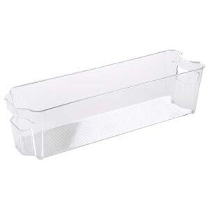 Kitchen Details 2 Pack Slim Refrigerator Shelf, Stackable Kitchen Storage, for Countertops, Cabinets, Pantry, Freezer, Handles in Clear Fridge Organizer, 14.5" x 4.25" x 4"