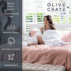 Olive + Crate Tencel Eucalyptus Cooling Pillow Cases for Hot Sleepers - Moisture Wicking, Temperature Regulating, King Size Silk Pillowcase - Smooth Sateen Weave, Naturally Produced | Mid Gray