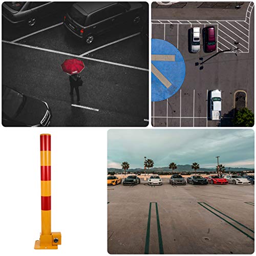 Garneck Parking Bollard Parking Traffic Iron Art Tube Pole Barrier with Lock Car Parking Protection Posts for Home Garage Street Decor