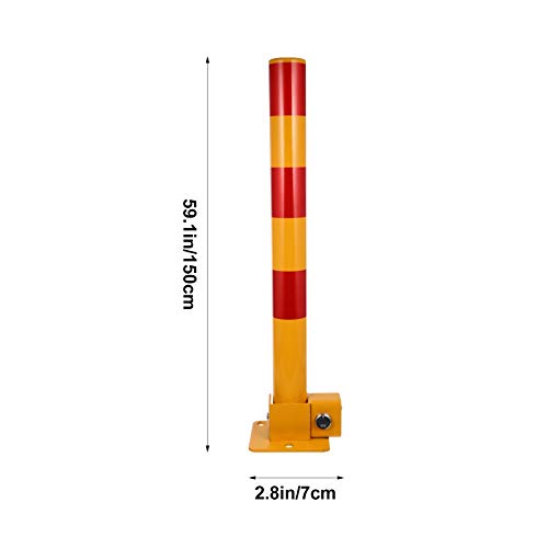 Garneck Parking Bollard Parking Traffic Iron Art Tube Pole Barrier with Lock Car Parking Protection Posts for Home Garage Street Decor