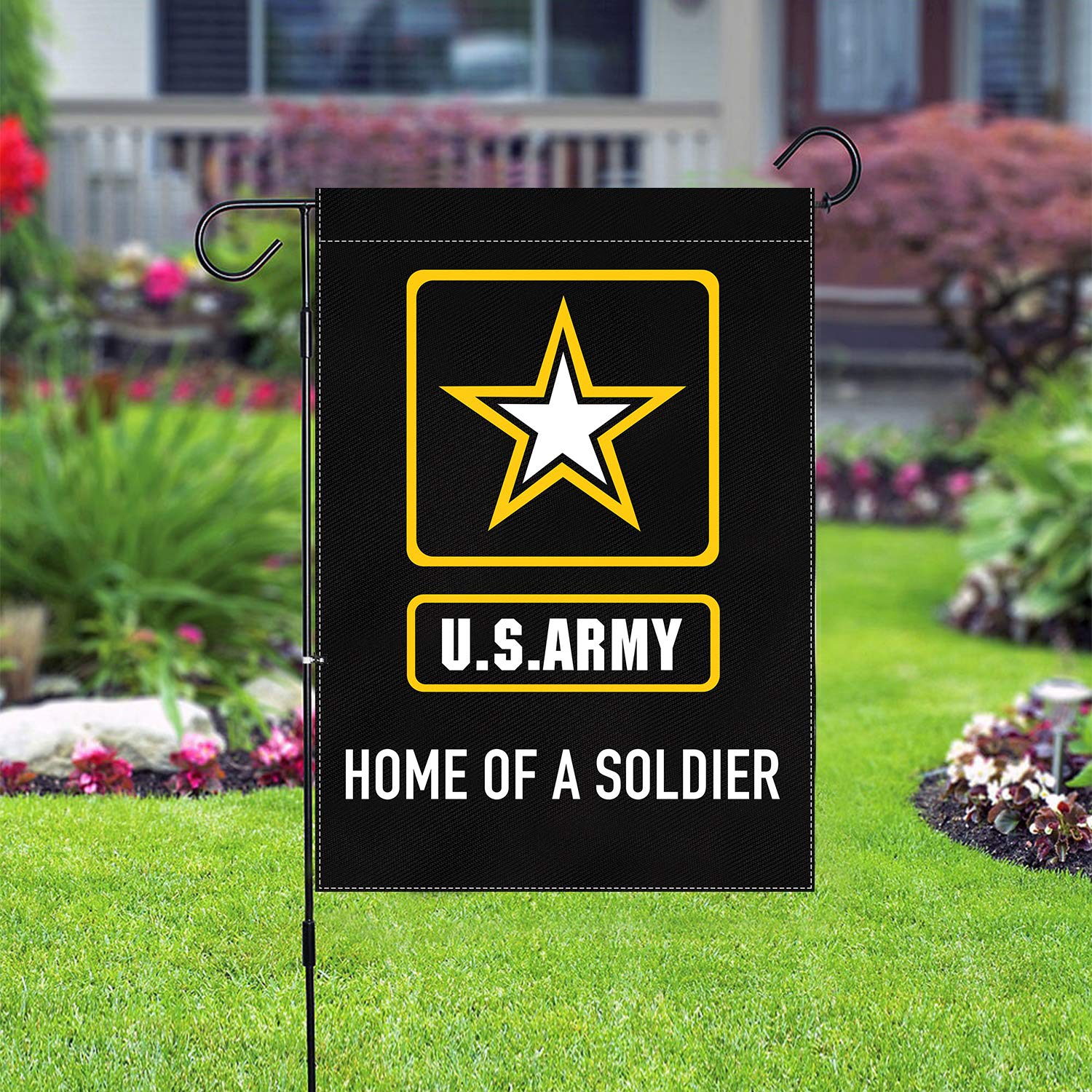 US MILITARY US Army Flag Official Licensed United State American Military Veteran Retire Home of a Soldier Armed Forces Rangers, Double Sided Banner 12.5" x 18" Made USA