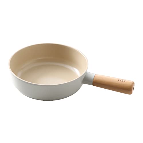 NEOFLAM FIKA 7" Mini Petit Wok for Stovetops and Induction | Wood Handle and Nonstick Ceramic Coating | Made in Korea (7" / 18cm)