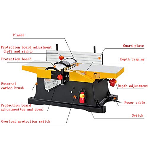 220V Desktop Planer Multifunctional 6 Inch Benchtop Planer, 1800w 12000rpm Electric Benchtop Jointer Table Top for Wood Cutting Woodworking Enthusiast