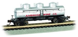 bachmann trains - 3-dome tank car - ambrose wine co. #7501 - n scale, silver