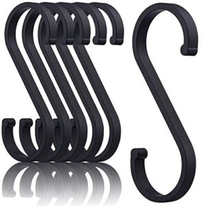 llpjs aluminum s hooks for hang shower curtain, hanging kitchen pot and pans, coffee cups, grill utensils, clothes, plants, indoor and outdoor decorative s-hooks, 12 pack matte finish black