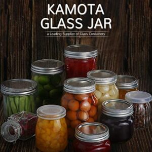 KAMOTA DIY Glass Mason Jars With Bands, 8 oz, Ideal for Jam, Spice, Honey, Wedding , Shower Favors, 12 PACK, Extra 12 Regular Lids & 20 Whiteboard Labels