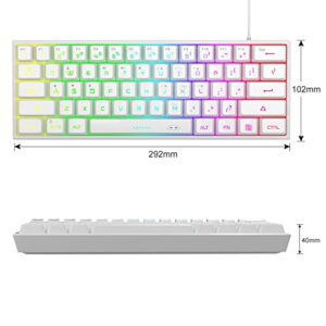 MageGee Mini 60% Gaming Keyboard, Upgrade RGB Backlit 61 Key Ultra-Compact Keyboard, TS91 Ergonomic Waterproof Mechanical Feeling Office Computer Keyboard for PC, MAC, PS4, Xbox ONE Gamer(White)