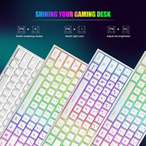 MageGee Mini 60% Gaming Keyboard, Upgrade RGB Backlit 61 Key Ultra-Compact Keyboard, TS91 Ergonomic Waterproof Mechanical Feeling Office Computer Keyboard for PC, MAC, PS4, Xbox ONE Gamer(White)