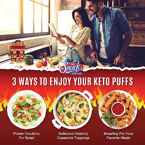 Flaming Hot High Protein Keto Puffs, Crunchy Flamin Healthy Snacks Food for Adults & Kids, Spicy Low Carb Ketogenic Diet Friendly Snack, Fuego Cheddar Cheese Puff Balls – Gluten & Grain Free – 8-Pack