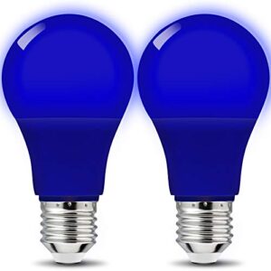 kqhben a19 led blue light bulbs, 9watts (60w equivalent), e26 base, for wedding halloween christmas party bar mood ambiance decor, 2 pack