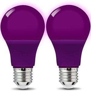 kqhben led purple light bulb a19 9watts equivalent 60w with e26 base colored light bulb for wedding halloween christmas party bar mood ambiance decor