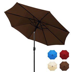 love story 9ft patio umbrella outdoor garden table umbrellas with tilt adjustment and crank 8 ribs for garden deck backyard pool and beach-coffee