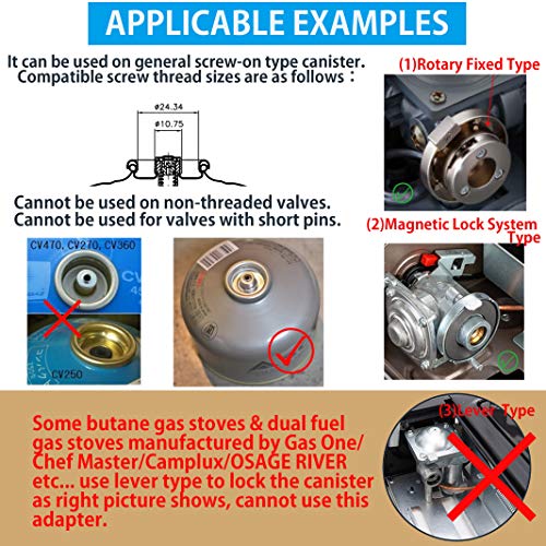 CAMPINGMOON Camping Gas Stove Adapter, Input: EN417 Lindal Valve Canister, Output: Butane Gas Stove Z13M