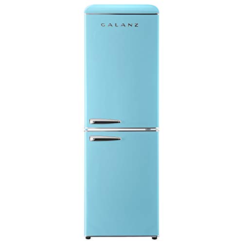 Galanz GLR74BBER12 Retro Refrigerator with Bottom Mount Freezer Frost Free, Dual Door Fridge, Adjustable Electrical Thermostat Control, 7.4 Cu Ft, Blue