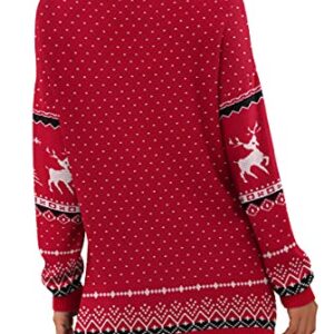 GRECERELLE Women's Fall and Winter Long Sleeve Side Split Loose Casual Pullover Christmas Sweater Tunic Tops FP Xmas Elk Red-Large