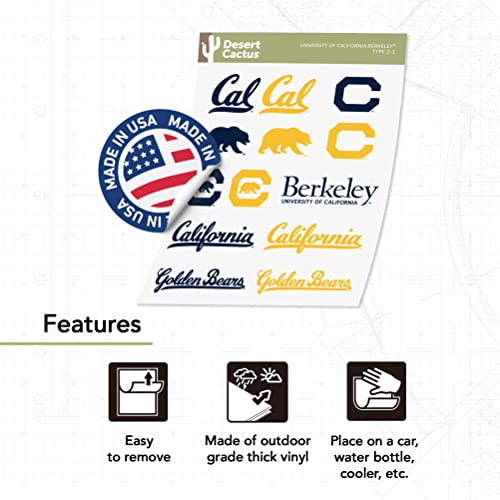 Desert Cactus University of California Berkeley Sticker Golden Bears Cal UC Stickers Vinyl Decals Laptop Water Bottle Car Scrapbook T2 (Type 2)