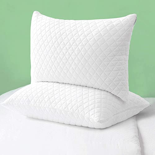 ASHOMELI Pillows Standard 2 Pack Shredded Memory Foam Pillows Cooling Adjustablefor Sleeping Good for Side and Back Sleeper with Washable Removable Bamboo Cover