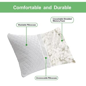 ASHOMELI Pillows Standard 2 Pack Shredded Memory Foam Pillows Cooling Adjustablefor Sleeping Good for Side and Back Sleeper with Washable Removable Bamboo Cover