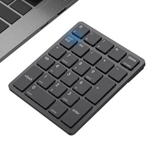 havit bluetooth number pad wireless numeric keypad numpad 26 keys portable mini financial accounting rechargeable numeric pad for laptop desktop, pc, surface pro,notebook (black)